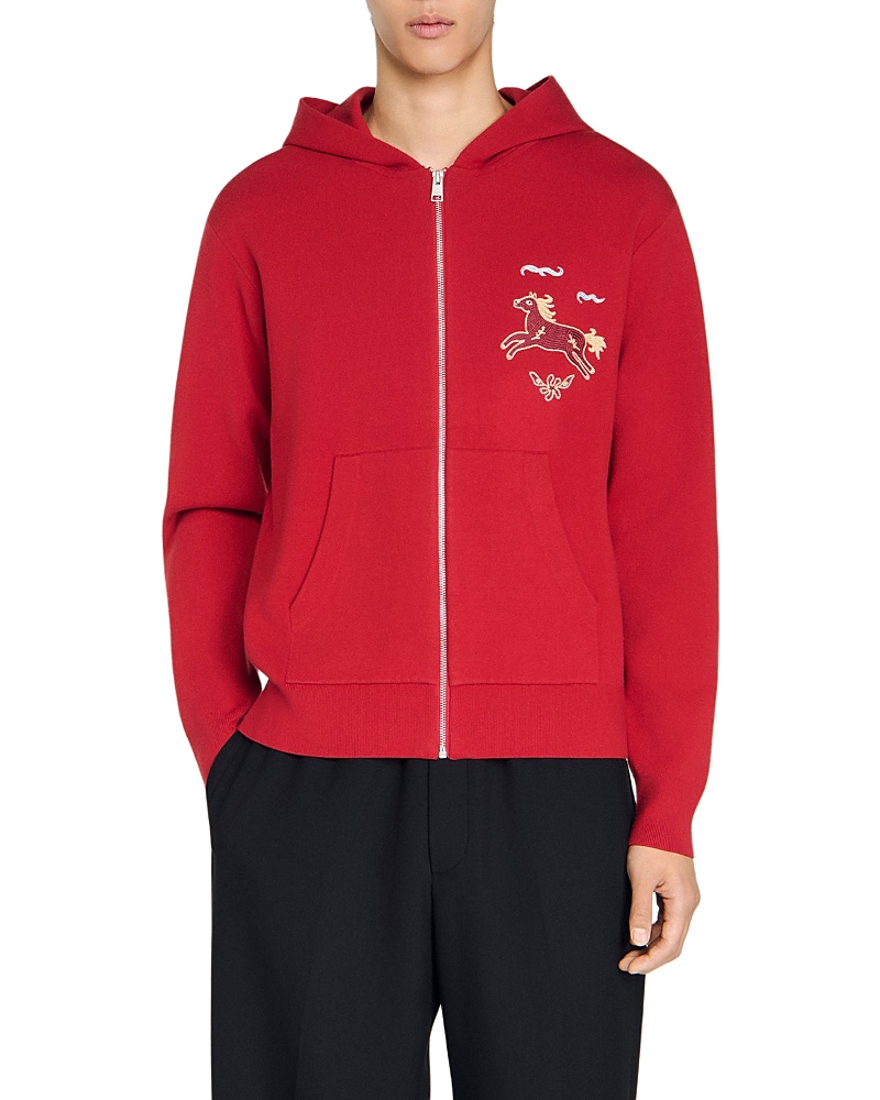 Click here for Sandro SS26 Horse Print Zip Up Hoodie prices