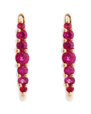 Click here for Ileana Makri 18K Rose Gold Fine Rivulet Ruby Hoop... prices