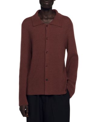 Click here for Sandro Boxy Fit Chemise Waffle Knit Shirt prices