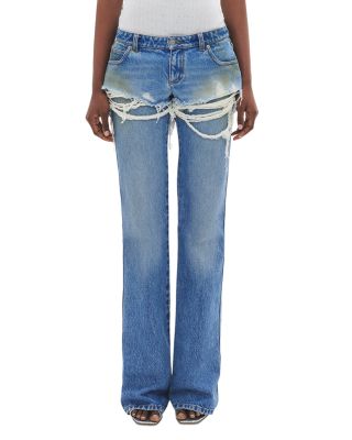 Click here for Area Layered Low Rise Jeans in Medium Blue prices