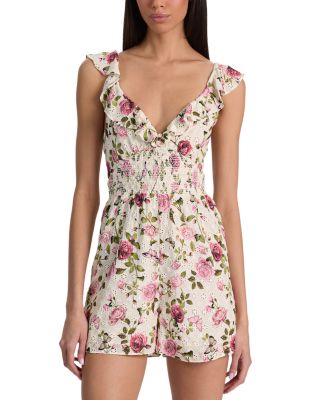 Click here for Alice and Olivia Gemma Embroidered Eyelet Romper prices