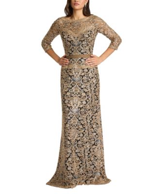 Click here for Tadashi Shoji Aziza Sequin Embroidered Tulle Gown prices