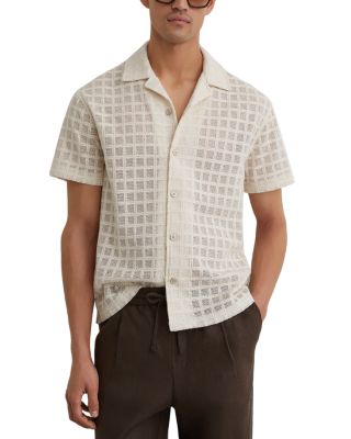 Click here for Reiss Relaxed Fit Crochet Tile Shirt prices
