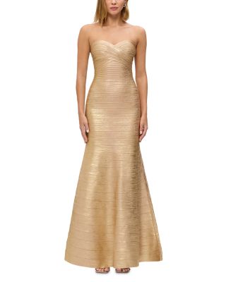 Click here for Herve Leger The Metallic Sara Strapless Gown prices
