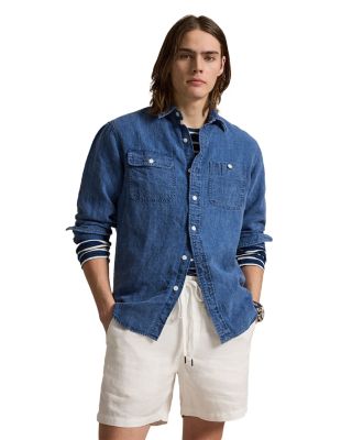 Click here for Polo Ralph Lauren Classic Fit Indigo Linen Workshi... prices