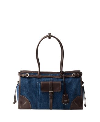 Click here for Prada Bonnie Large Denim And Leather Handbag prices