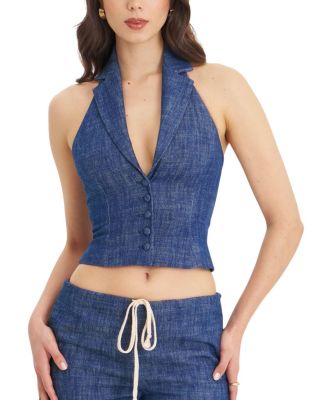 Click here for Miss Circle Rafaella Ruched Back Cotton Denim Suit... prices