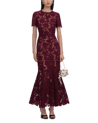Click here for Self-Portrait Burgundy Lace Midi Dress prices
