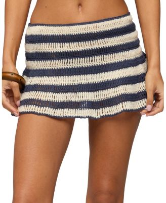 Click here for Edikted Alycia Striped Sheer Crochet Mini Skirt prices