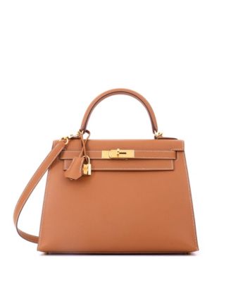 Click here for Pre-Owned HERMES Kelly 28 Handbag Brown Epsom with... prices