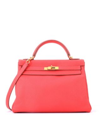 Click here for Pre-Owned HERMES Kelly 32 Handbag Pink Clemence wi... prices