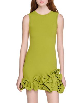 Click here for Sandro Chloe Floral Trim Knit Short Dress prices