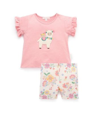 Click here for Purebaby Girls Ruffle Tee & Bike Short Set - Baby... prices