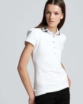 Burberry Ruched Check Collar Polo Shirt | Bloomingdale's