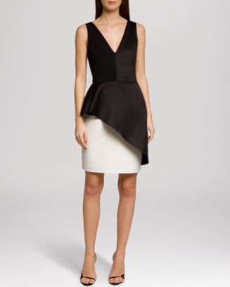 HALSTON HERITAGE HALSTON Dress - Sleeveless Color Block Asymmetric ...