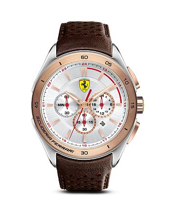 Scuderia Ferrari Gran Premio Perforated Leather Strap Watch, 45.2mm ...