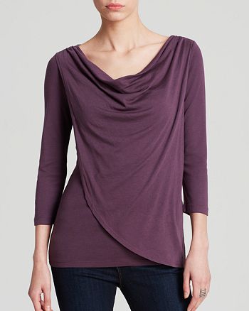 Three Dots Draped Overlay Top | Bloomingdale's