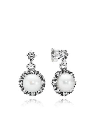 Pandora Drop Earrings - Cultured Freshwater Pearl, Sterling Silver ...