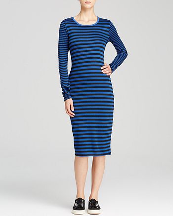 Three Dots Striped Midi Dress | Bloomingdale's