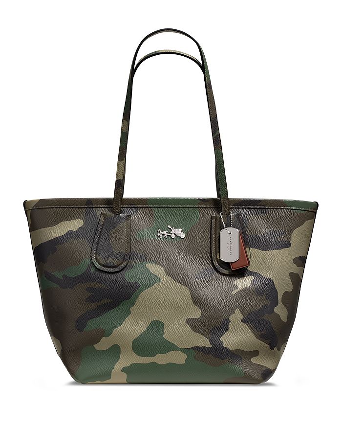 COACH Taxi Zip Top Tote in Camo Print Crossgrain Leather | Bloomingdale's