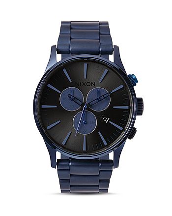 Nixon Sentry Chronograph Deep Blue Watch, 42mm | Bloomingdale's