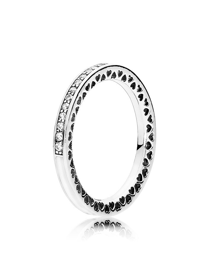 Pandora Ring - Sterling Silver, Cubic Zirconia & Enamel Radiant Hearts ...