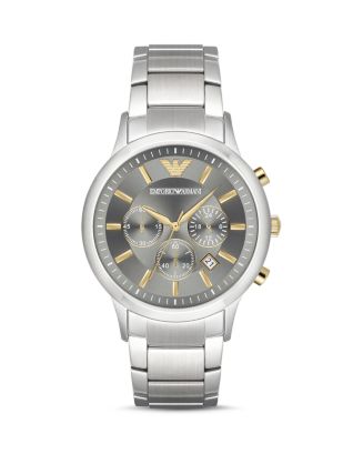 Armani Chronograph Stainless Steel Watch, 43 mm | Bloomingdale's