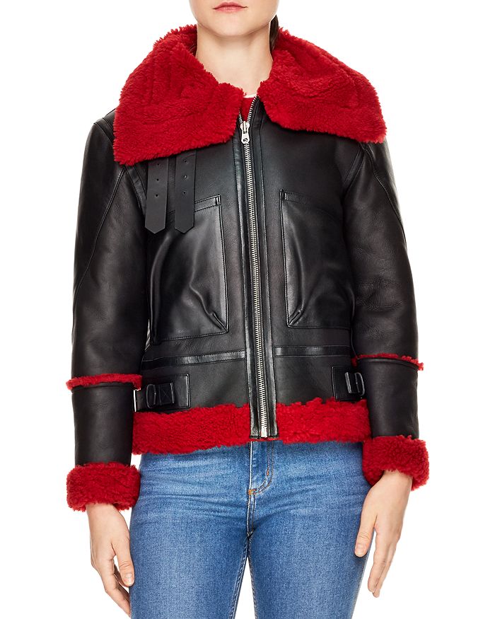 Sandro Amber Shearling Jacket | Bloomingdale's