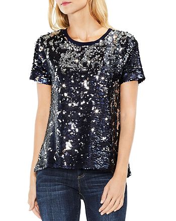 VINCE CAMUTO Metallic Sequin Top | Bloomingdale's