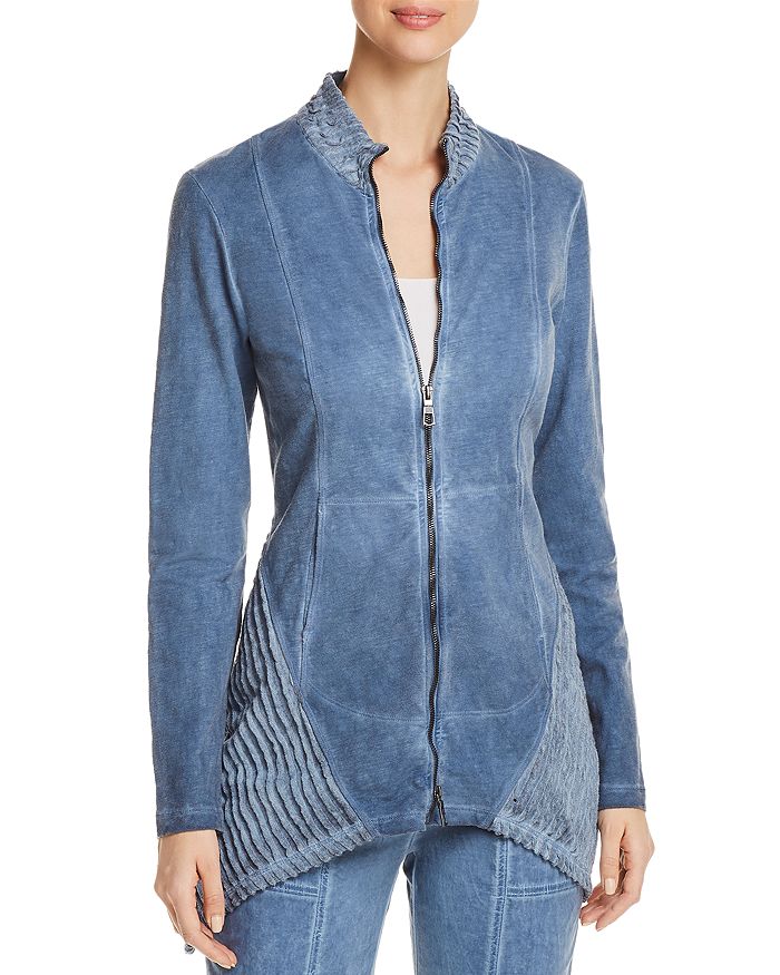 XCVI Mixed Media Zip-Front Jacket | Bloomingdale's