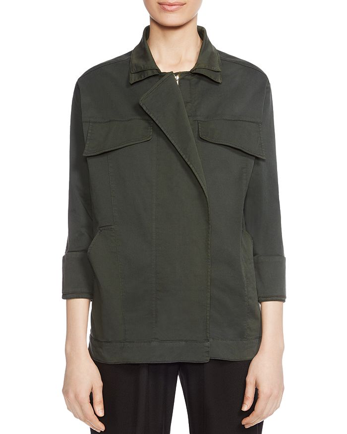 HALSTON HERITAGE HALSTON Military-Style Double-Collar Jacket ...