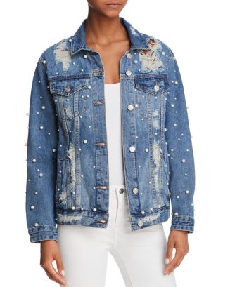 Sunset & Spring Sunset + Spring Embellished Distressed Denim Jacket ...
