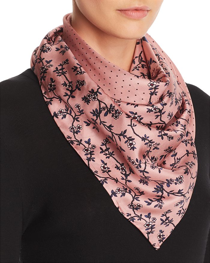 kate spade new york Prairie Rose Patchwork-Print Silk Scarf ...